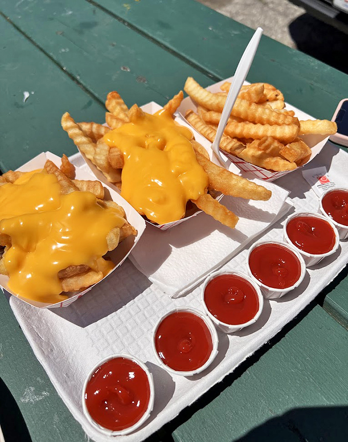 Golden, crispy cheese fries that could make a potato weep with joy &ndash; the perfect sidekick to Wasses' legendary hot dogs.