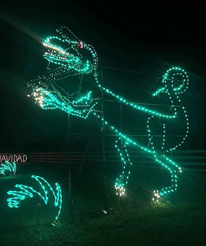 A dinosaur made of lights might be historically inaccurate, but it's definitely the coolest thing the Jurassic period never had.