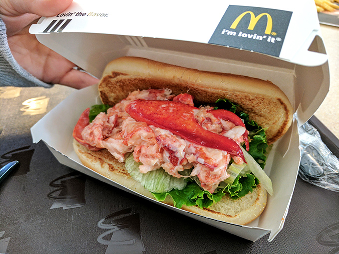 Maine's famous lobster roll gets the McDonald's treatment: Fresh seafood meets fast food convenience in this regional specialty sandwich. 