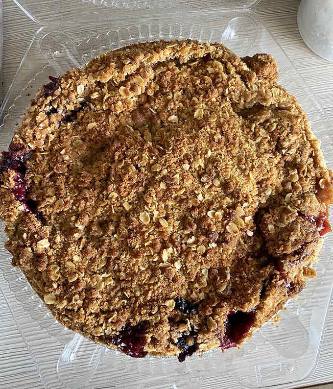 The North Shore Berry Crumb Pie &ndash; a mountain of local berries beneath a perfect buttery crumble. Worth the drive alone!