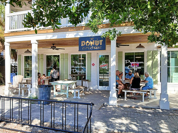 The Donut Experiment's breezy porch invites families to linger over custom creations while enjoying Anna Maria Island's perfect weather.