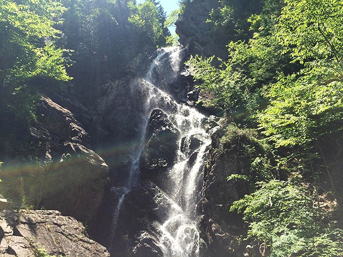 The reward for a moderate hike, Angel Falls cascades 90 feet down a steep rock face surrounded by pristine Maine forest.