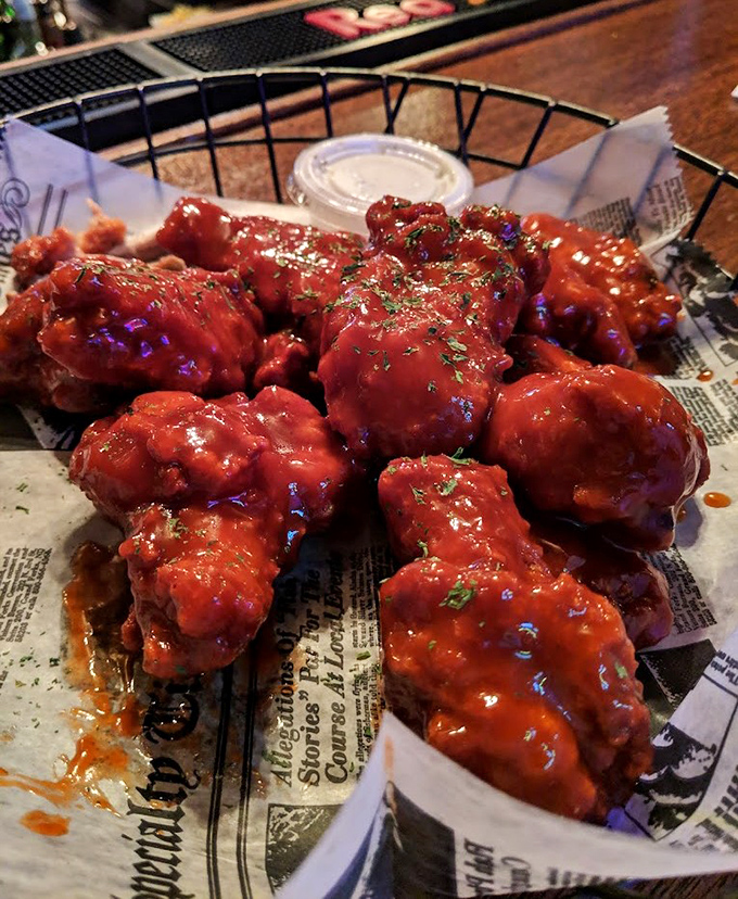 Who knew a German biergarten could nail American bar food? These saucy beauties prove Jacoby's excels beyond borders.