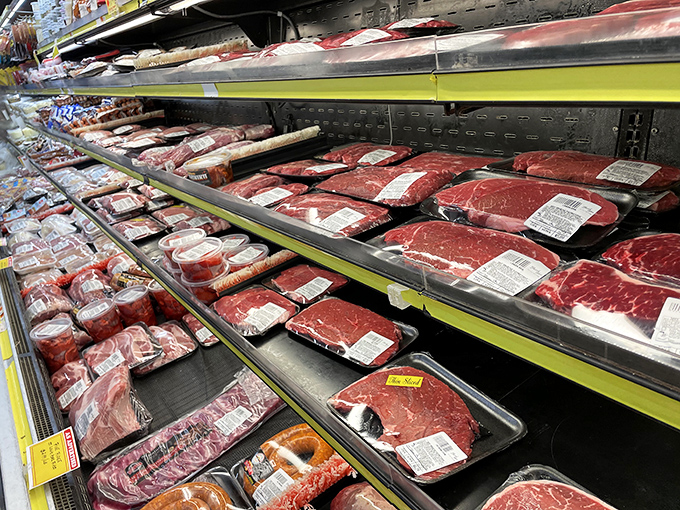 Carnivore heaven awaits in these gleaming cases, where steaks and chops are displayed with the reverence usually reserved for fine jewelry.