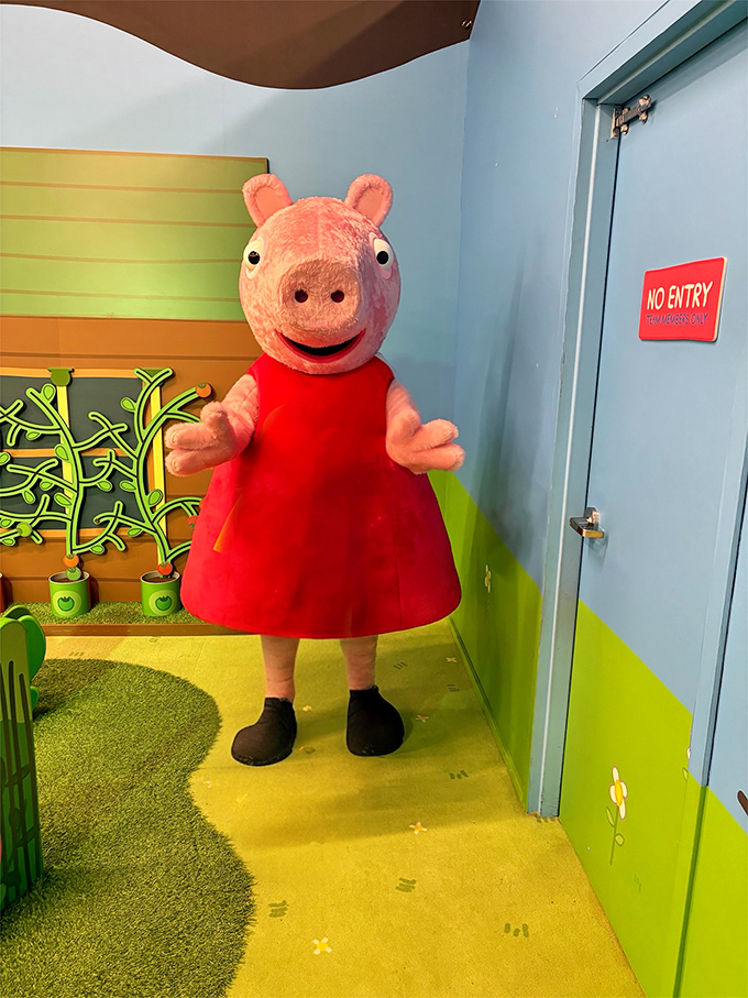 Meeting the porcine celebrity herself creates the kind of core memory that will outlast most childhood phases. The look of wonder says it all.