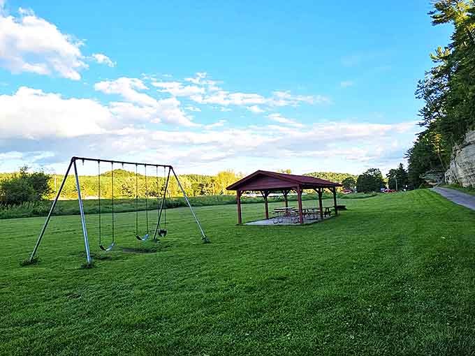 Simple pleasures await at the park's playground and picnic area – sometimes the best family memories happen on old-school swings.