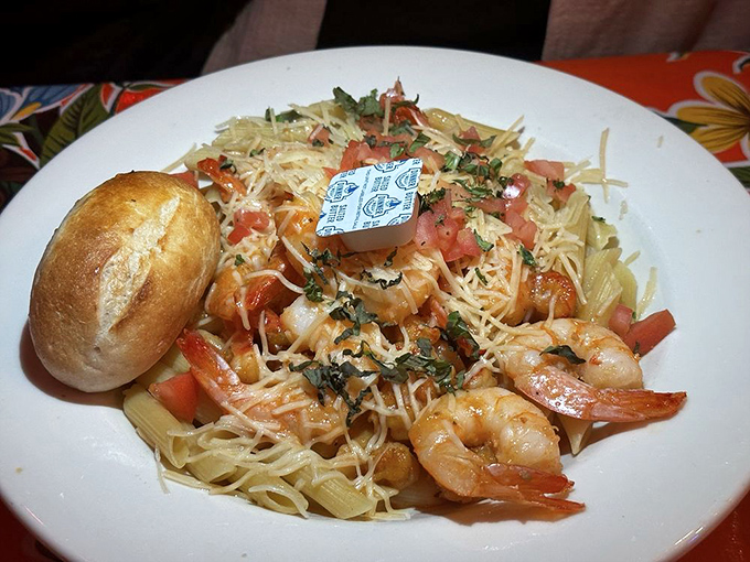 Shrimp and crawfish play perfectly together in this pasta masterpiece, proving that seafood and carbs are soulmates meant for each other.