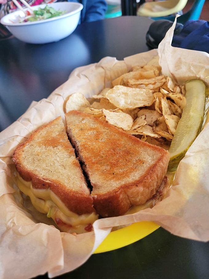 Behold the impossible &ndash; a grilled "cheese" sandwich that achieves that perfect golden crust and gooey center without a drop of dairy. Comfort food, reimagined.