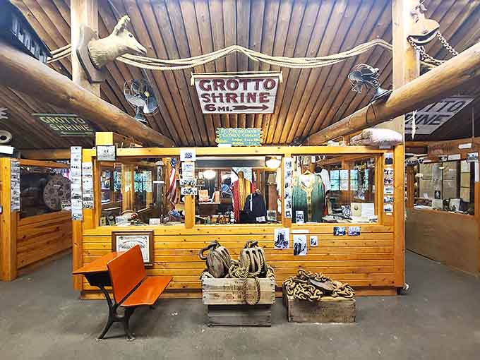 The visitor center houses artifacts and photographs documenting the grotto's evolution, a humble museum of dedication and vision.