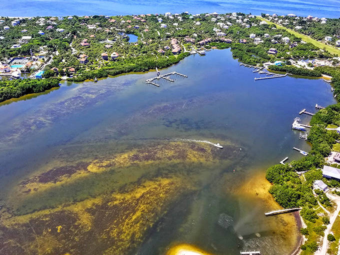 From above, Gasparilla Island reveals its true character &ndash; a patchwork of blue waters, lush greenery, and human habitation in perfect harmony.