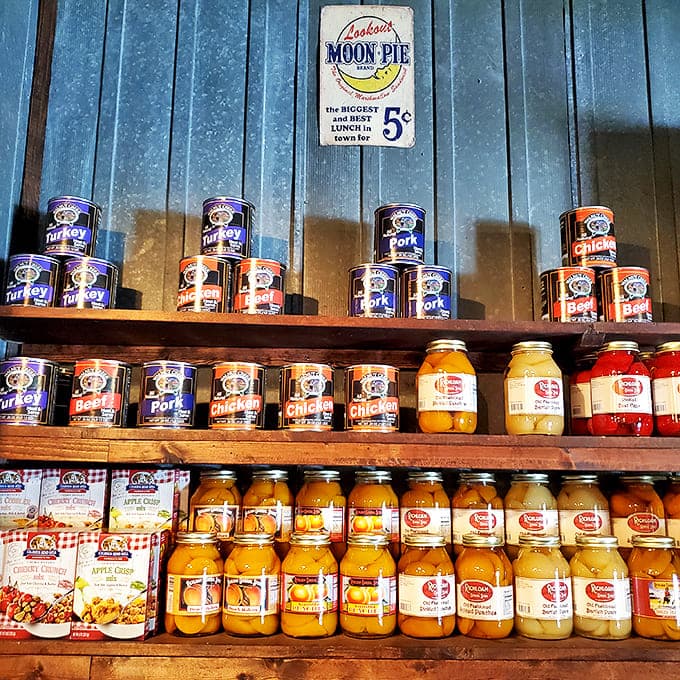 Mason jars filled with preserved goodness line the shelves like edible jewels, capturing flavors that mass production has long forgotten.