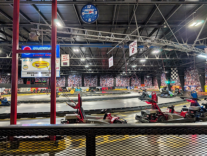 Indoor go-kart track: The arena where family rivalries are born, as everyday parents channel their inner Mario Andretti while taking suspiciously wide turns.
