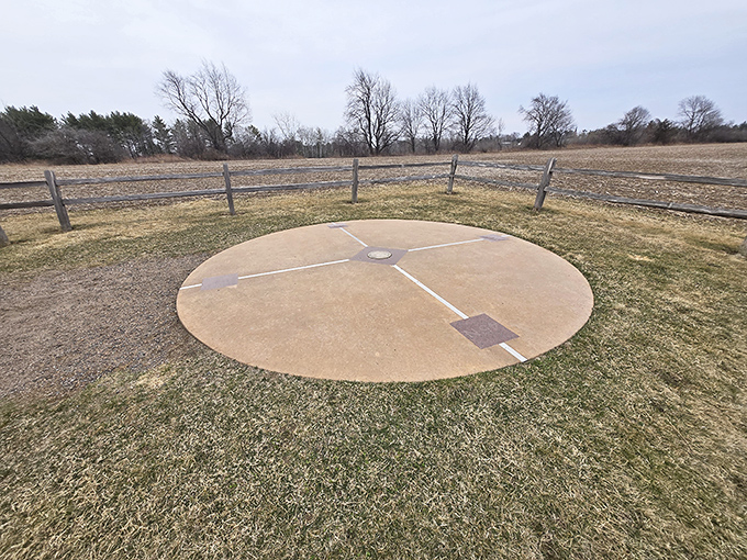 That circular platform is your destination, where standing still means you're positioned at coordinates cartographers dream about.