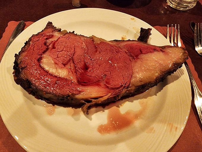 The star of Saturday nights: perfectly pink prime rib that practically melts on your fork, no special effects needed.