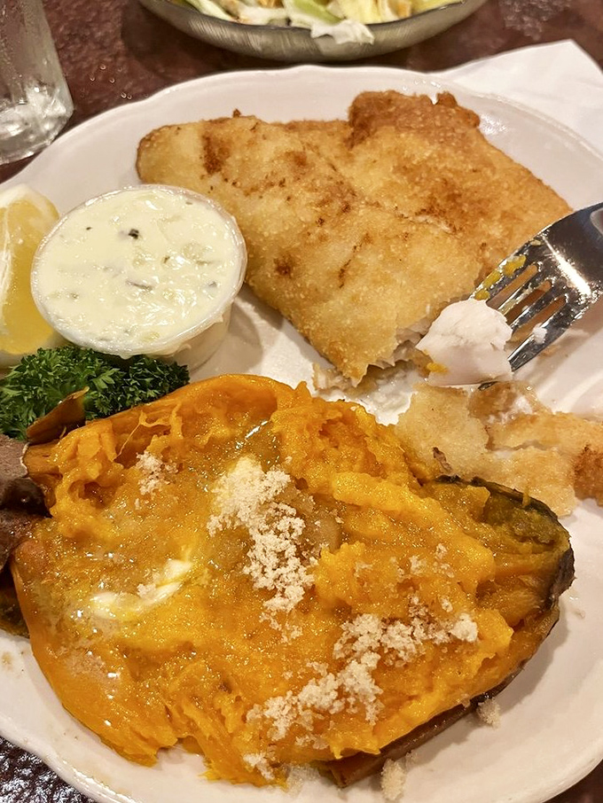 Flaky walleye paired with a loaded sweet potato &ndash; a Minnesota duet that sings "comfort" in perfect harmony.