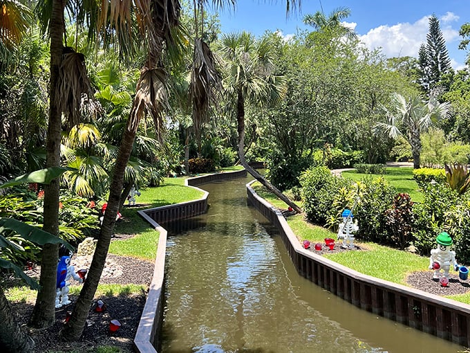 A peaceful waterway winds through lush greenery at Cypress Gardens, offering a serene escape that feels worlds away from the LEGO attractions nearby.
