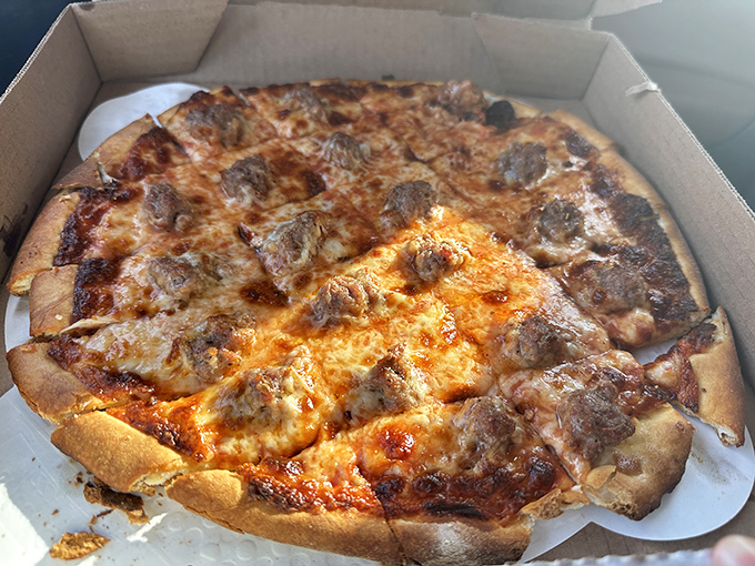 This mouthwatering sausage pizza from Sammy's showcases their generous toppings and perfectly melted cheese that creates those Instagram-worthy stretchy pulls.