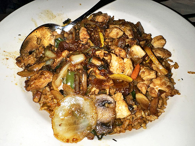 The chicken stir fry proves Cherry Pocket isn't just about seafood &ndash; tender chunks of chicken and vegetables dance together in a savory sauce.