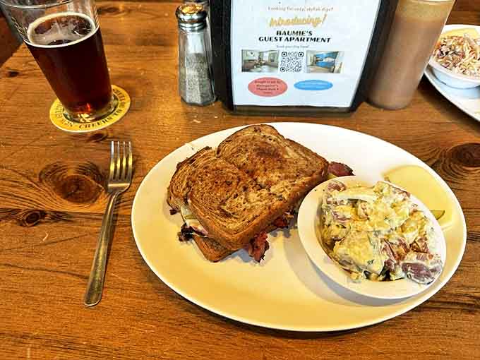 A classic Reuben that doesn't mess around &ndash; piled high with corned beef and sauerkraut, it's the perfect sidekick to a cold Wisconsin brew.