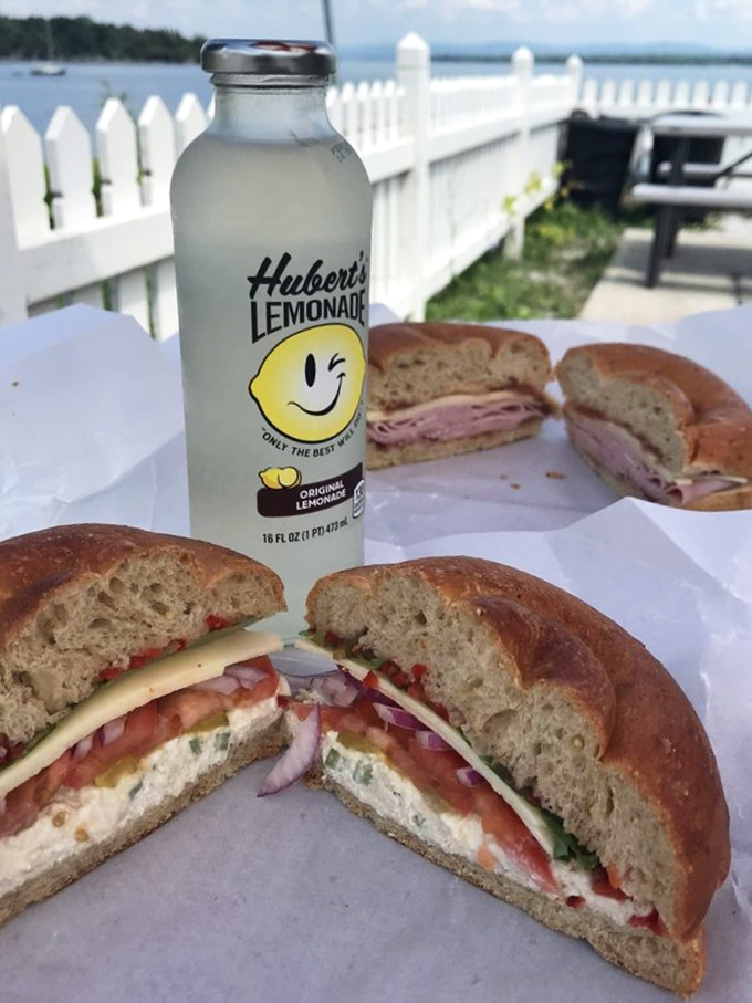 Lakeside dining at its finest: Hubert's Lemonade pairs perfectly with these sandwiches while waves lap gently nearby.