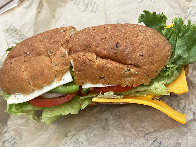 A vegetarian sandwich that meat-eaters secretly envy &ndash; proof that plants can party between bread slices too.