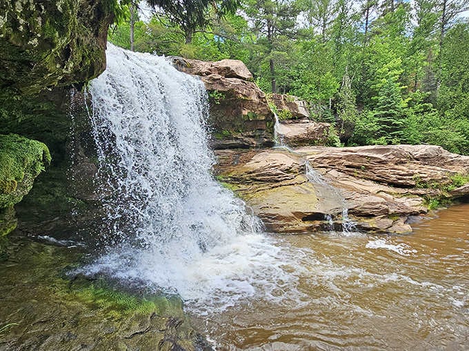 Water meets rock in a timeless dance &ndash; centuries of flowing water have carved these perfect ledges for the Baltimore River's journey.