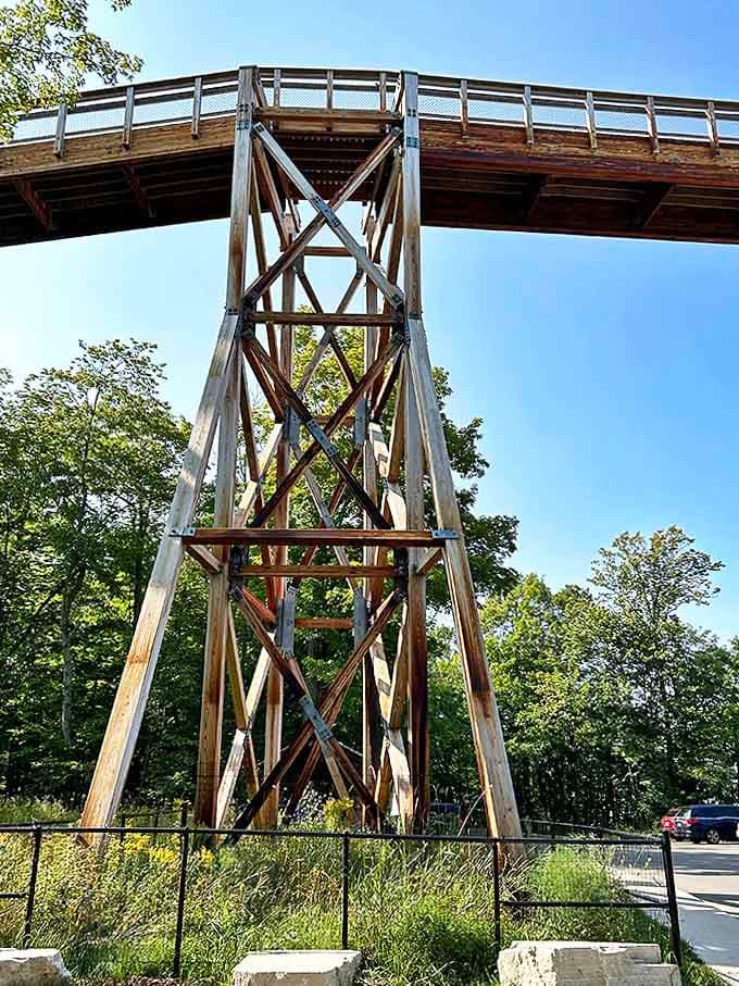 The tower's structural design is both functional and photogenic, like if an engineer and an artist had a really successful collaboration.