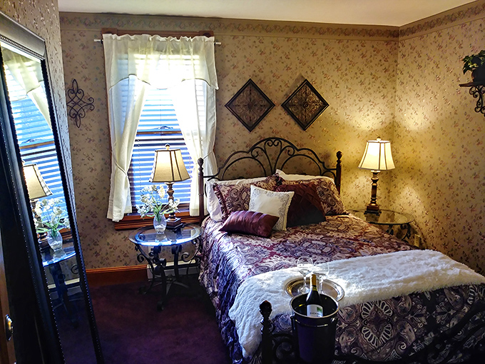 Each guest room is uniquely decorated because apparently even Victorian hotels understood that variety is the spice of afterlife.