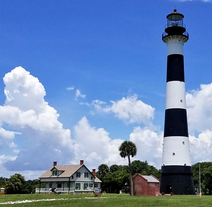 Where space age meets maritime history, this lighthouse shares its home with rockets and launch pads at Cape Canaveral.