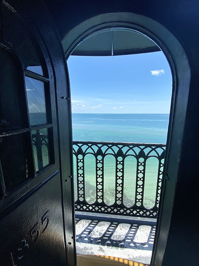 Step through this doorway onto the observation deck and instantly forget your burning thighs &ndash; the Atlantic stretches endlessly before you.