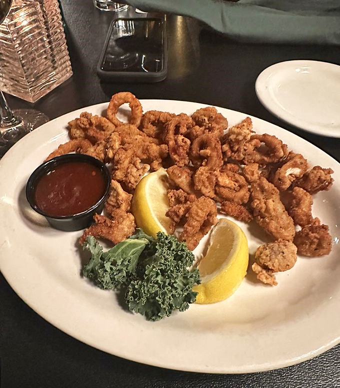 Calamari that defies the rubbery reputation of lesser versions, perfectly crisp and ready for dunking.