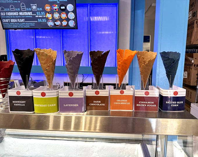 Waffle cones in colors that would make Pantone jealous &ndash; because ice cream tastes better when served in edible art.