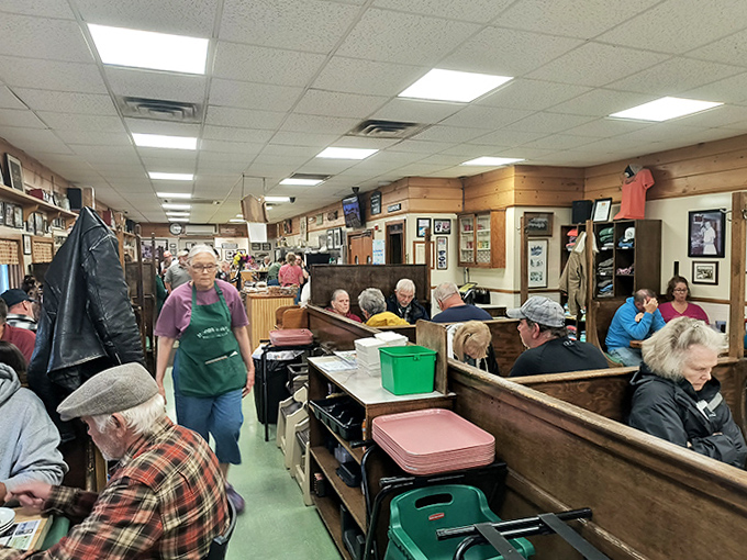 Moody's interior &ndash; where wooden booths tell stories and waitresses know exactly how you like your coffee.