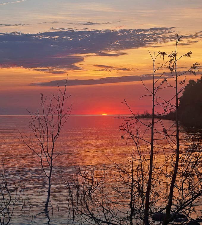 A Michigan sunset paints the sky in warm hues, merely the opening act for the night's stellar performance.