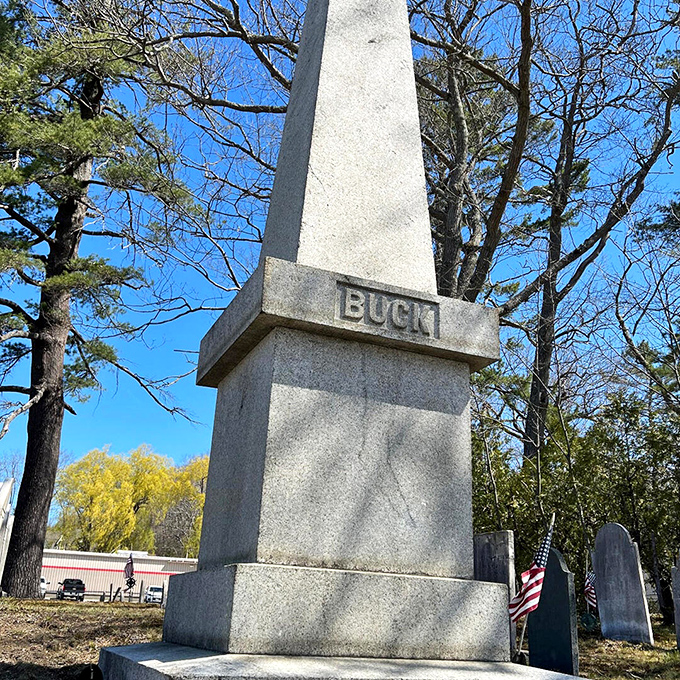 The stain appears more prominent on overcast days, as though the centuries-old curse gains strength when sunshine retreats behind Maine's moody clouds.