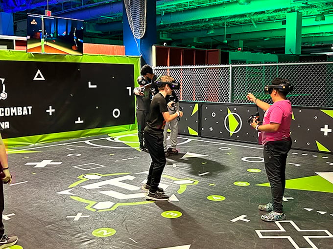 The arena transforms everyday shoppers into tactical masterminds, proving that anyone can become a foam dart legend with the right cover.