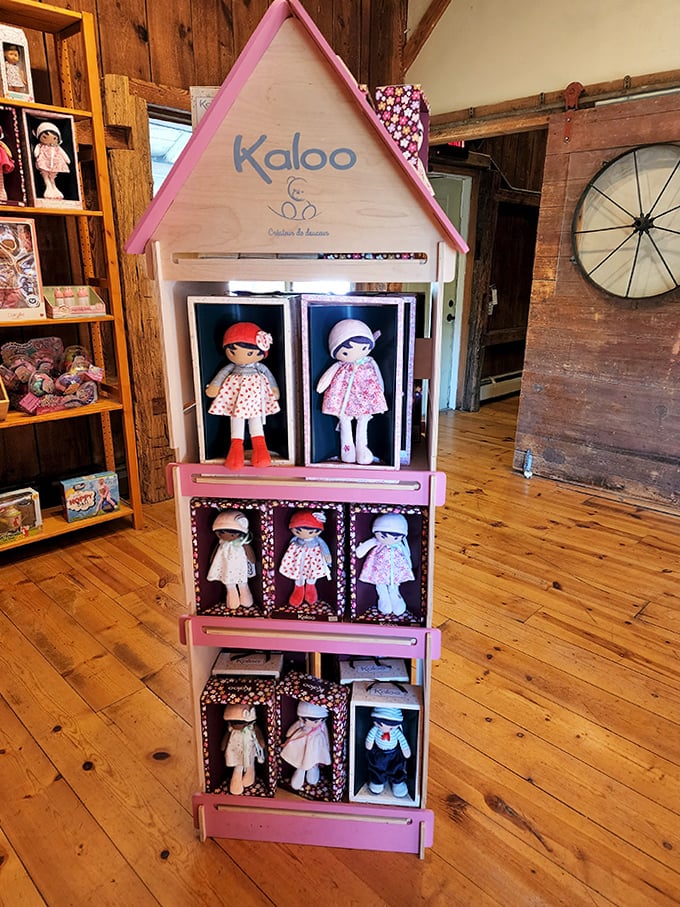 Wooden Doll Display: These Kaloo dolls aren't just waiting to be purchased &ndash; they're auditioning for the role of "beloved childhood companion."