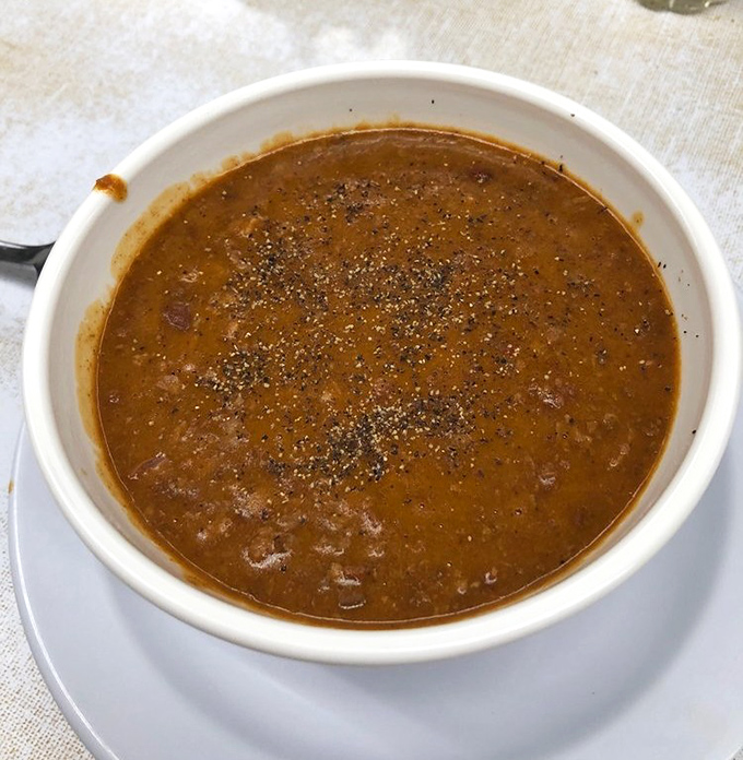A bowl of that legendary coney chili lets you appreciate the complex spices and meaty goodness without any distractions whatsoever.