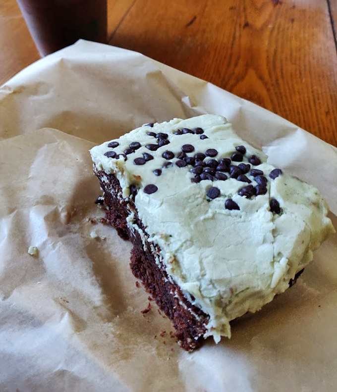 This brownie with cream cheese frosting and chocolate chips isn't just dessert &ndash; it's therapy you can eat with your hands.