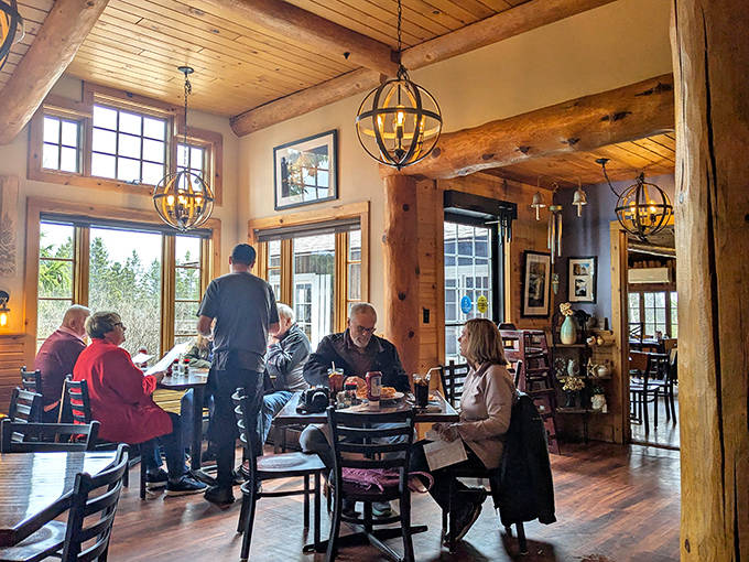 Gather around the table at Rustic Inn Caf&eacute; in Two Harbors for a cozy, home-cooked meal in a warm, welcoming atmosphere.