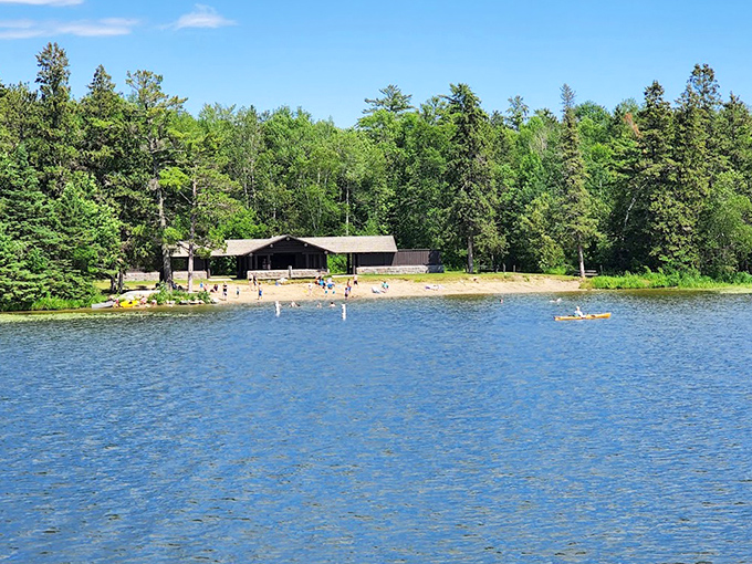 The park's pristine beaches and crystal waters beckon swimmers and sunbathers alike on perfect Minnesota summer days.