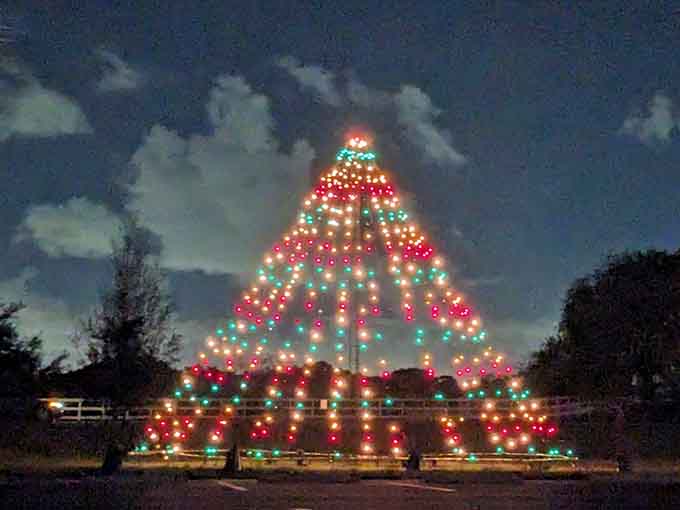 The Christmas tree pyramid stands tall and proud, a geometric wonder that would make both mathematicians and Santa equally happy.