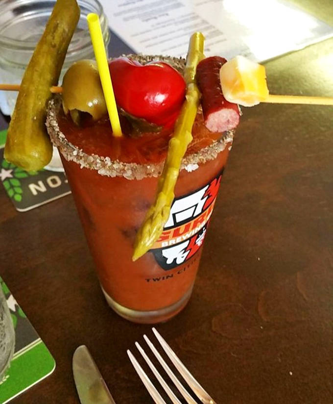 Bloody Mary: It's not just a drink, it's an edible sculpture garden with a tomato juice swimming pool. Sunday brunch in a glass!