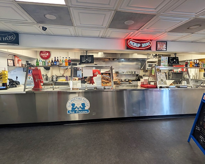 The counter at Mel's&mdash;where hot dog dreams come true and diet plans go to die. Worth every delicious calorie and momentary guilt.