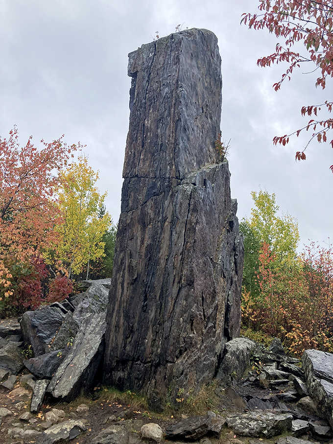 The ancient monolith reveals its full grandeur against a backdrop of Minnesota sky &ndash; Mother Nature's own skyscraper.