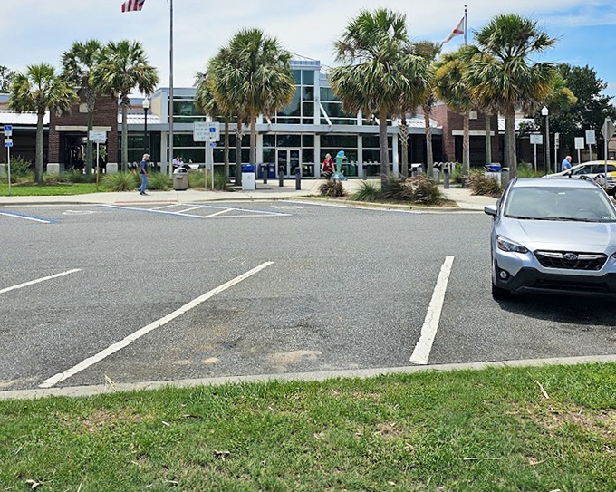 Even the parking lot feels special when it's your first stop in vacation country. Every space says "adventure starts here."