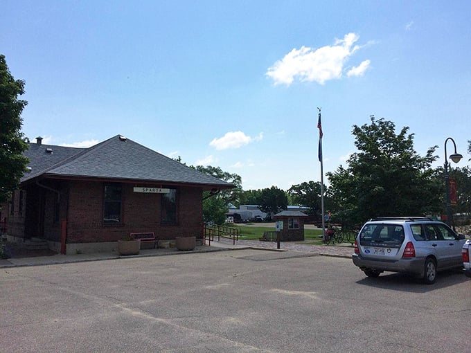 The old train depot stands as testament to railroad history &ndash; now serving new generations of travelers on two wheels.