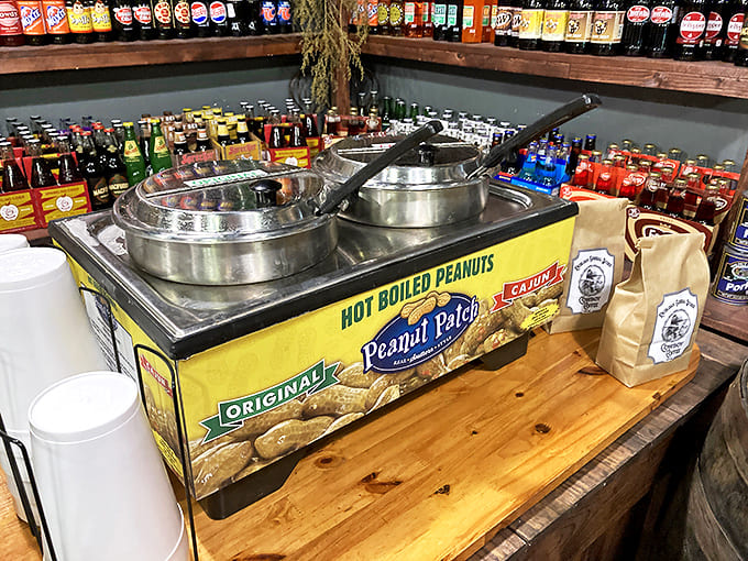 The hot boiled peanut station &ndash; a Southern tradition that continues to mystify Yankees and delight locals with its savory, salty perfection.