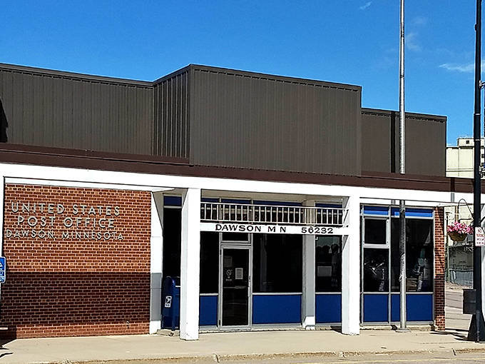 The Dawson Post Office maintains that classic small-town service where packages come with conversation and the postal workers know most customers by name.