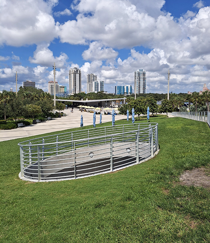 This beautiful landscape sits within the larger St. Pete Pier complex, where modern architecture meets Florida's natural splendor.